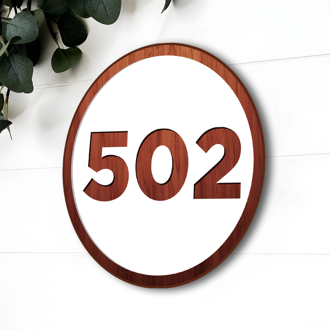 Modern Round Engraved Wooden House Number Name Plate – Ritwikas