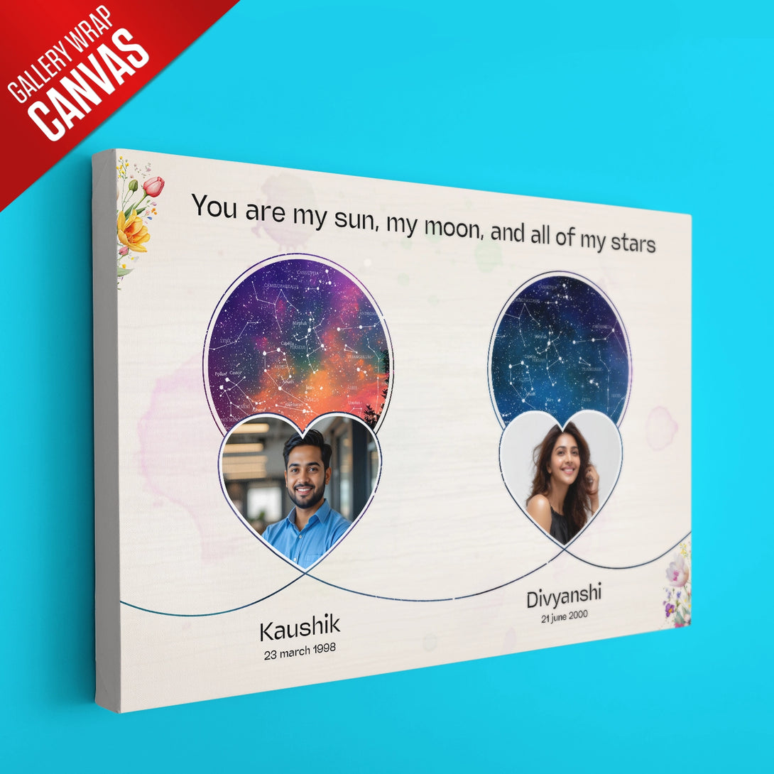 Personalized Couple Star Map Wall Art With Photos – Ritwikas