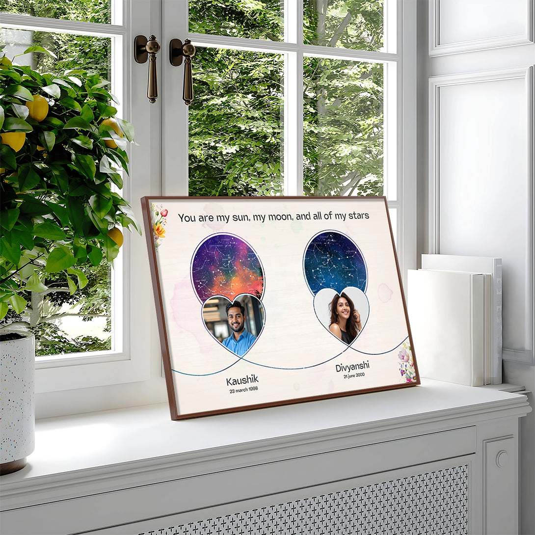 Personalized Couple Star Map Wall Art With Photos – Ritwikas