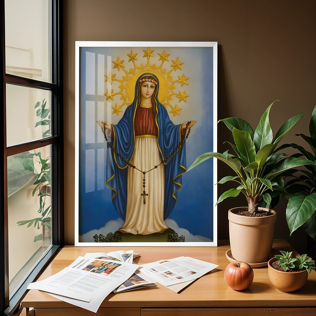 Mother Mary Medieval Portrait – Classic Catholic Sacred Art – Ritwikas