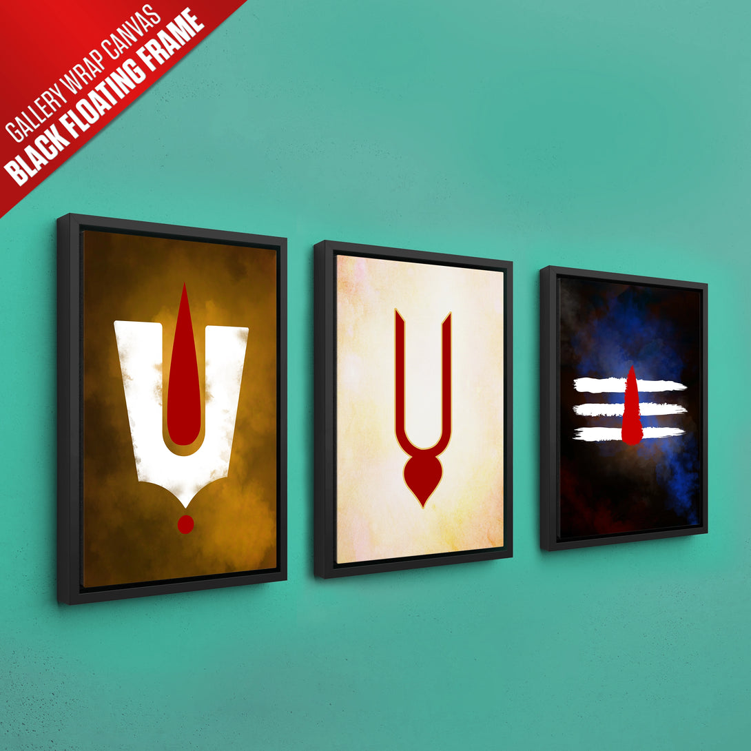 Shiva, Vishnu & Krishna Tilak Wall Painting (Set of 3) – Ritwikas