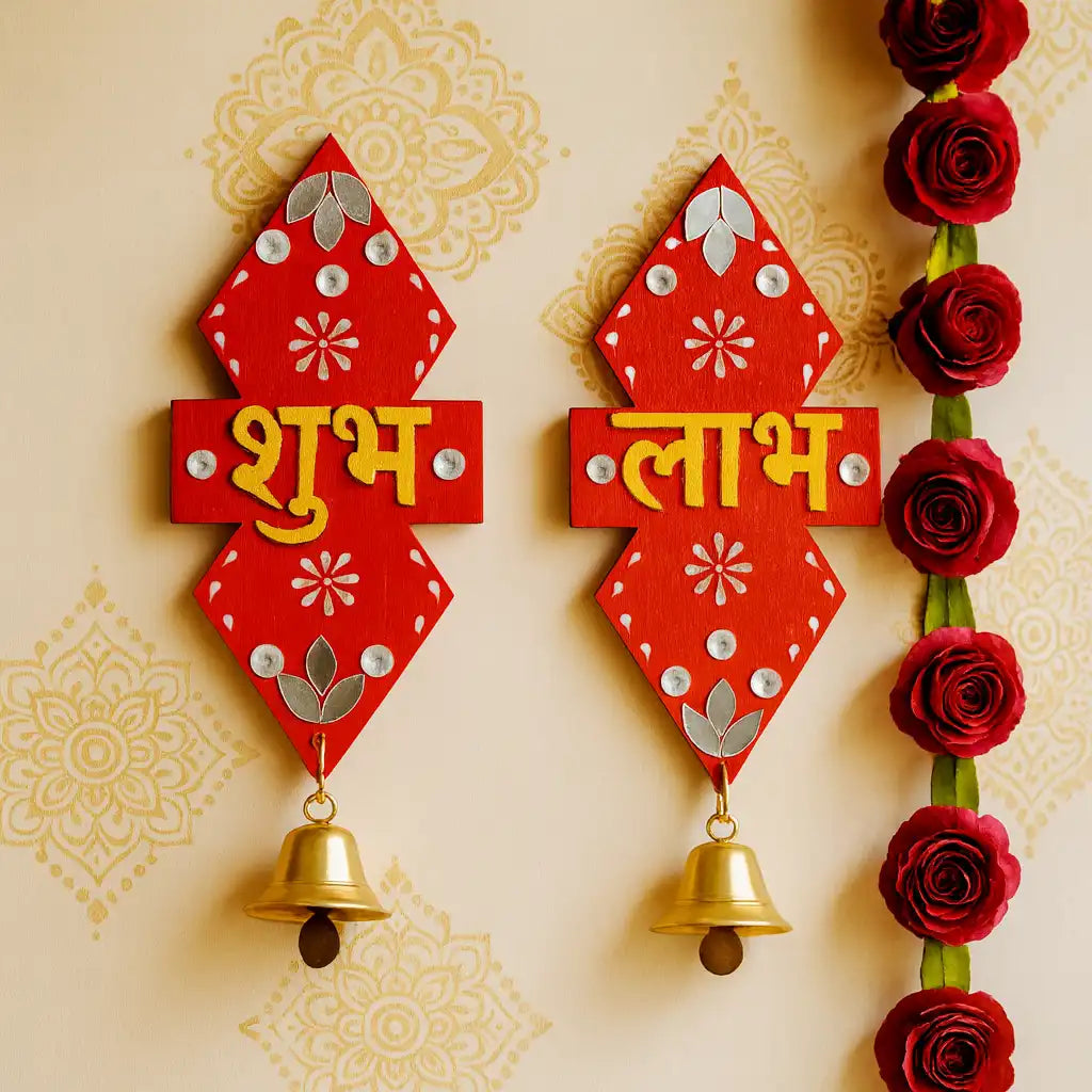 Red Hanging Wooden Shubh Labh Set – Ritwikas