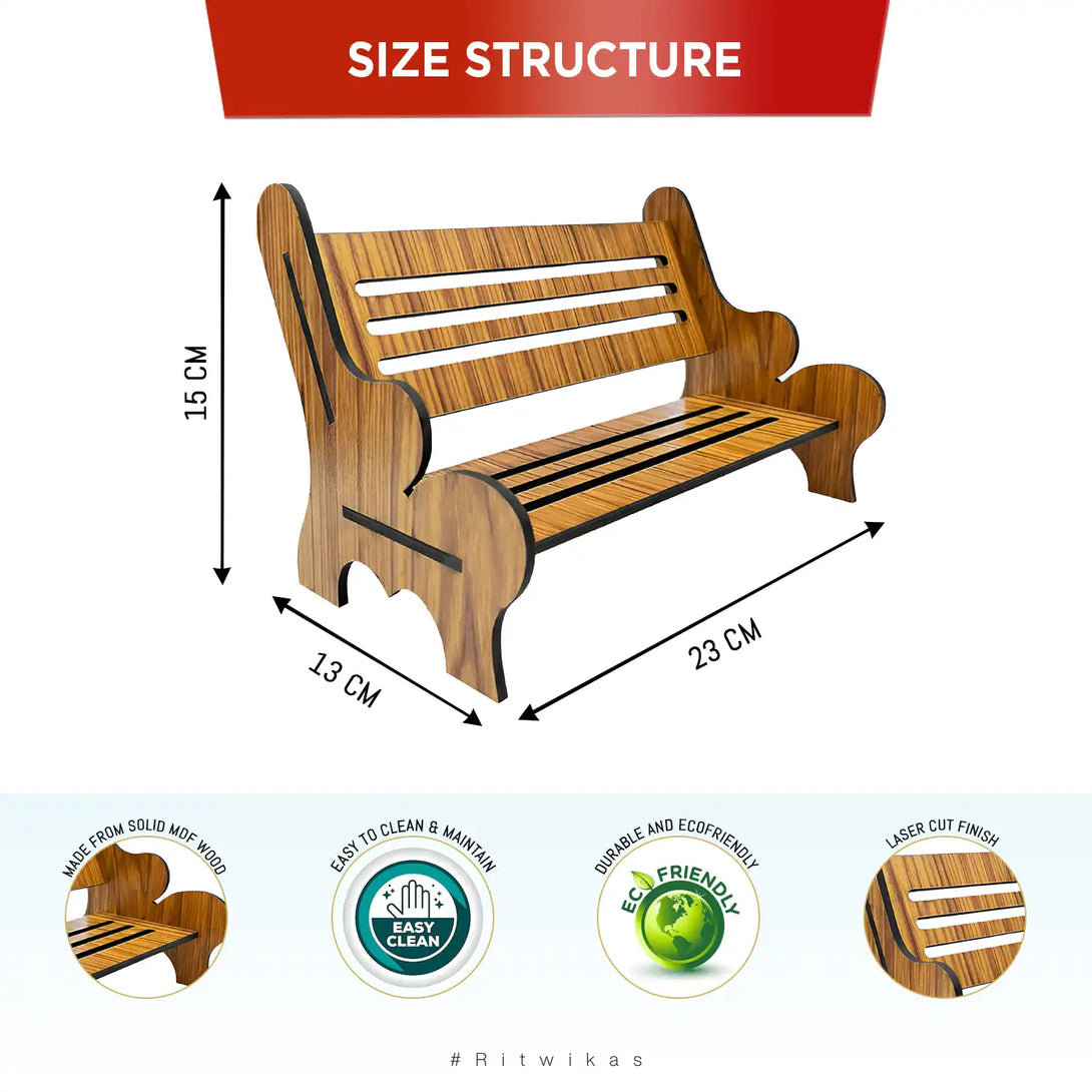 Decorative Wooden Park Bench Figurine Showpiece – Ritwikas