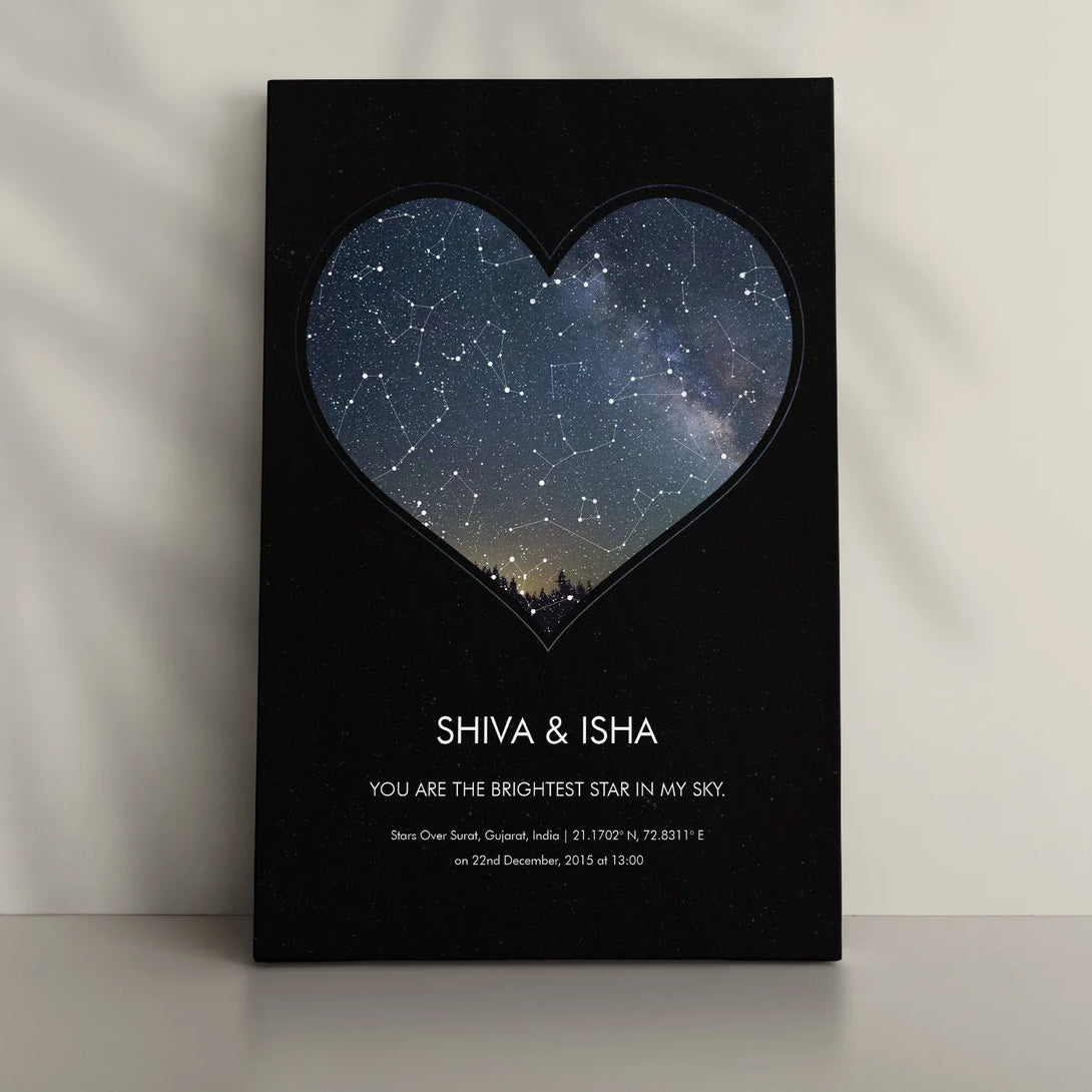 Personalized Zodiac And Stars Map - Coloured Heart – Ritwikas