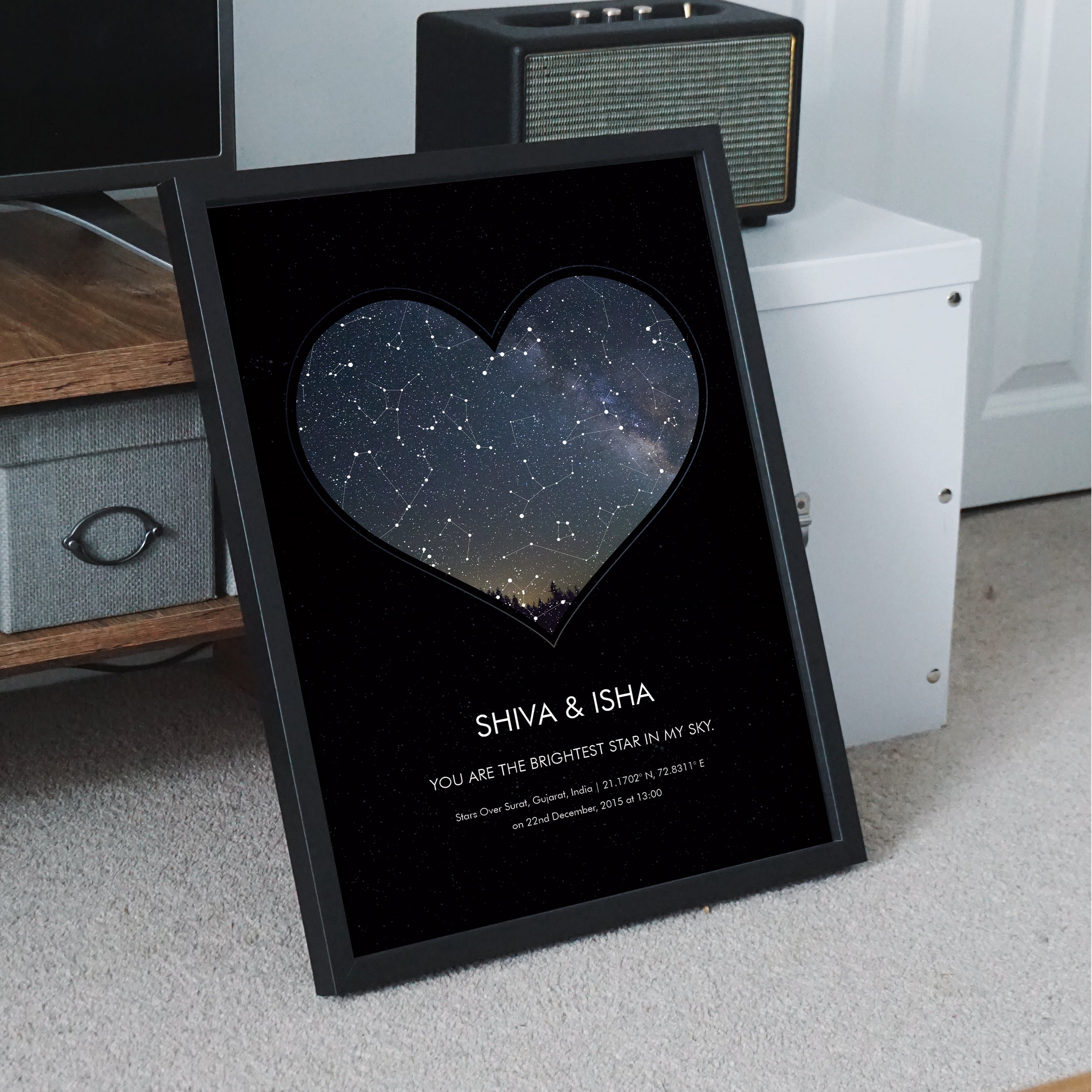 Personalized Zodiac And Stars Map - Coloured Heart – Ritwikas